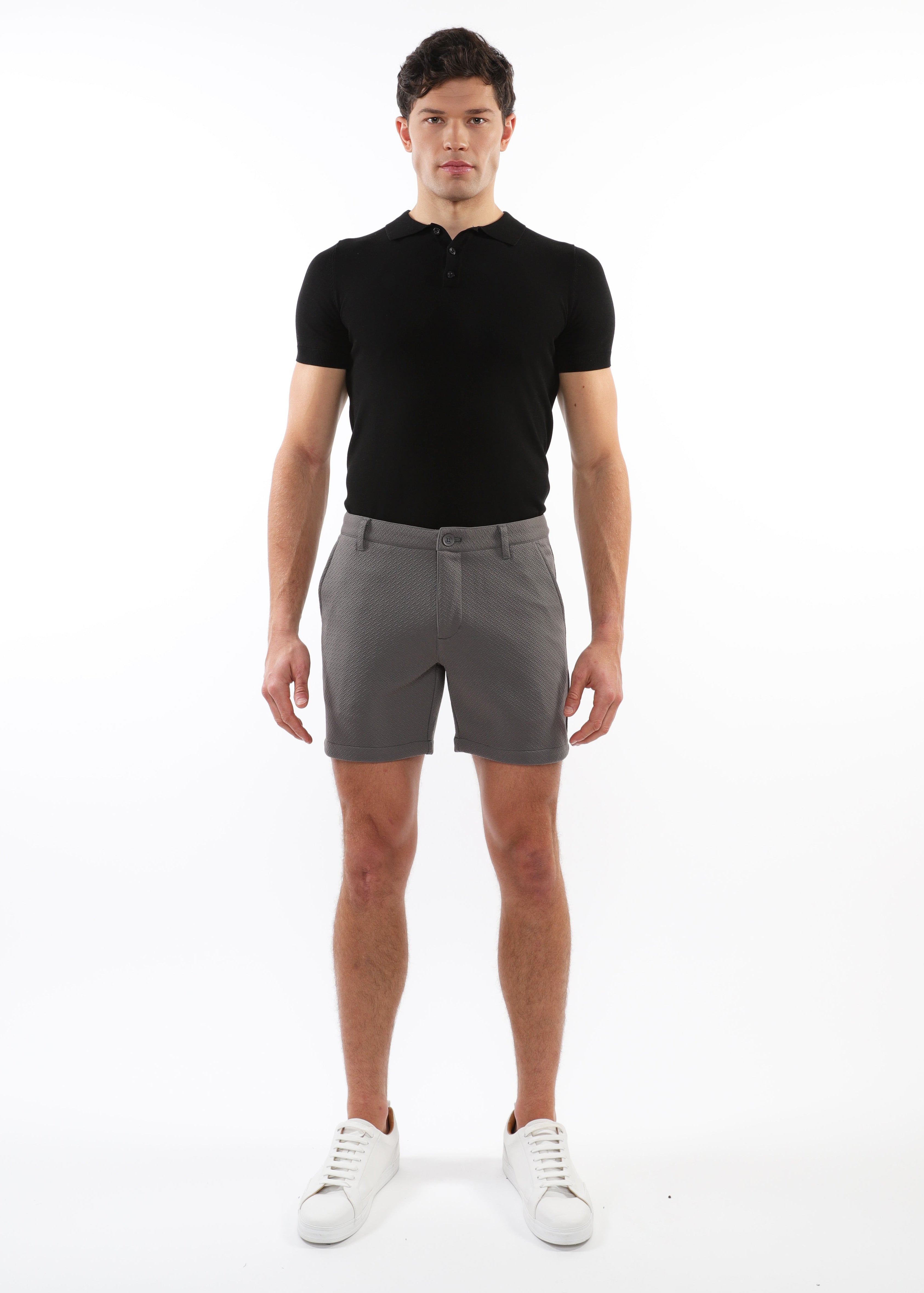 CEMENT 6" INSEAM TEXTURED STRETCH KNIT CHINO SHORTS PM-2533