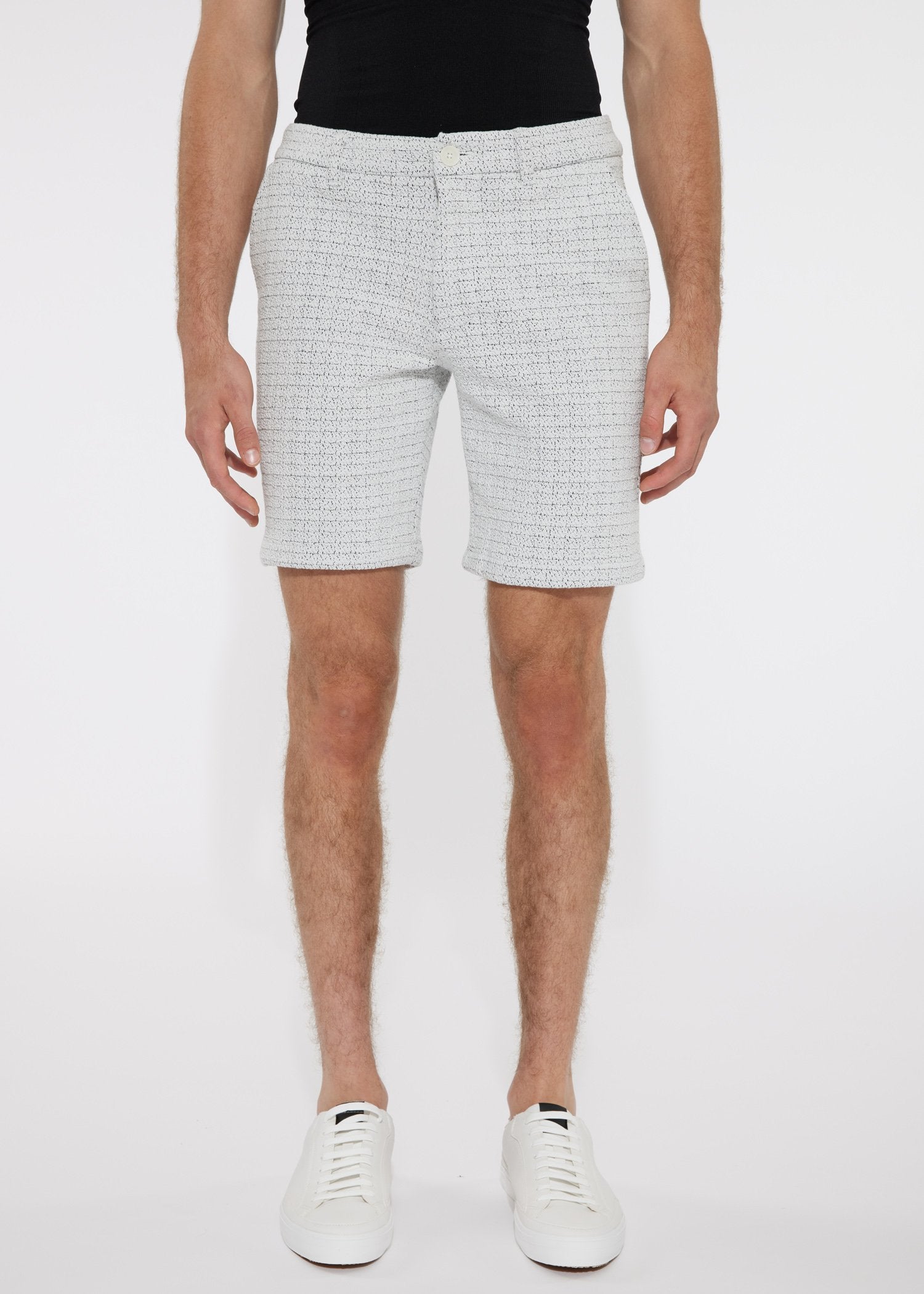 WHITE PINPOINT STRETCH KNIT 8" SHORTS PM-2501